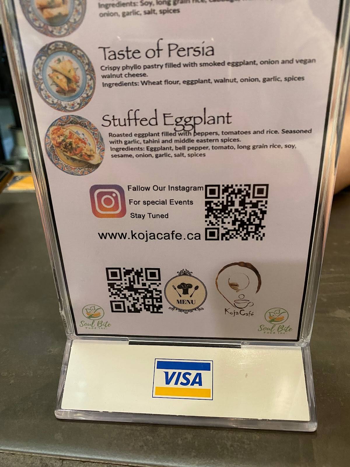 Menu at کافه کجا Koja Cafe (Parking at back alley), North Vancouver