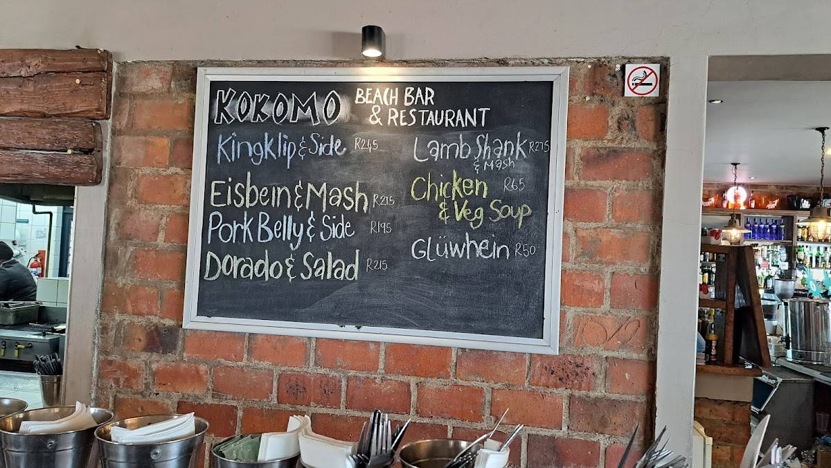 Menu at Kokomo Beach Bar & Restaurant, Langebaan