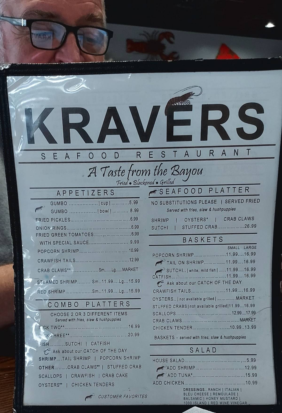 Menu at Kravers Seafood Daphne restaurant, Daphne