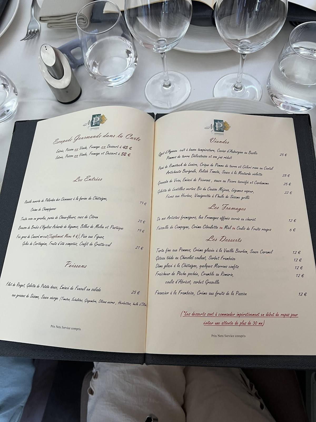 Menu au Restaurant L' Adonis, Florac