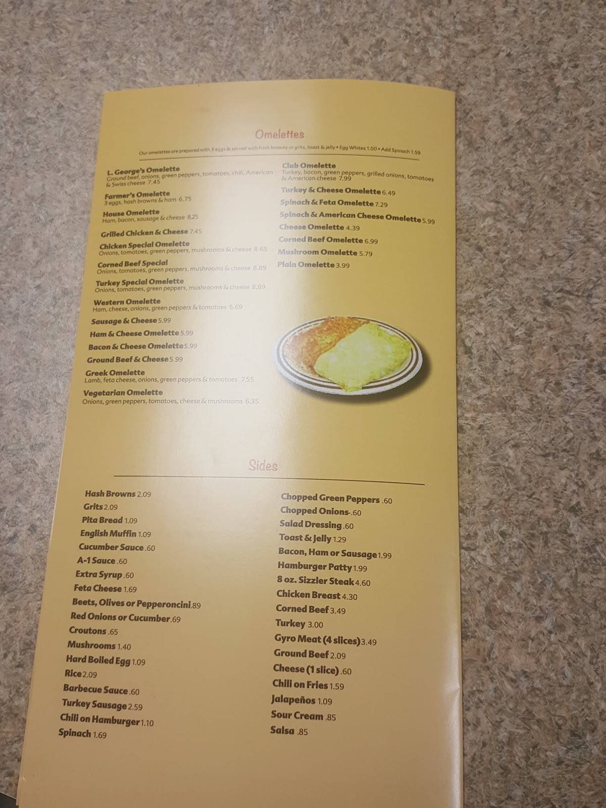 Menu at L George's Coney Island restaurant, Southfield, Northwestern Hwy