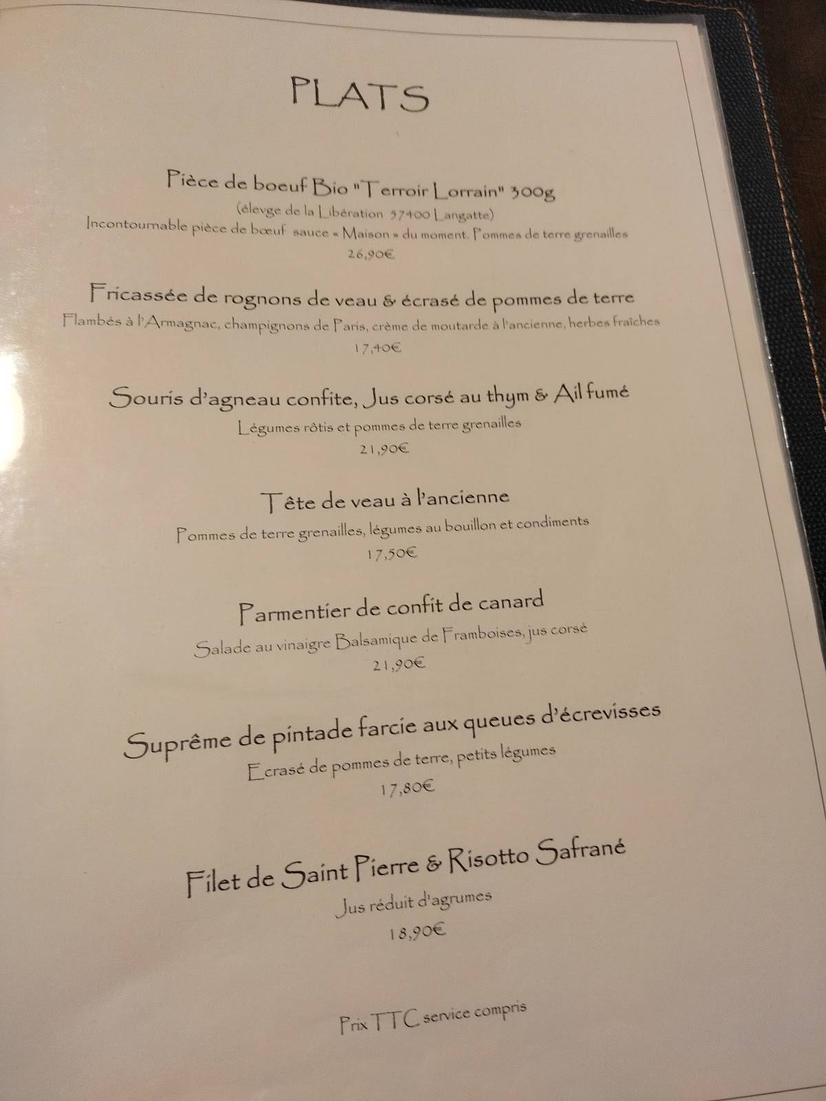Menu au L'Escale restaurant, Courcelles-sur-Nied, 12 Rue De Metz