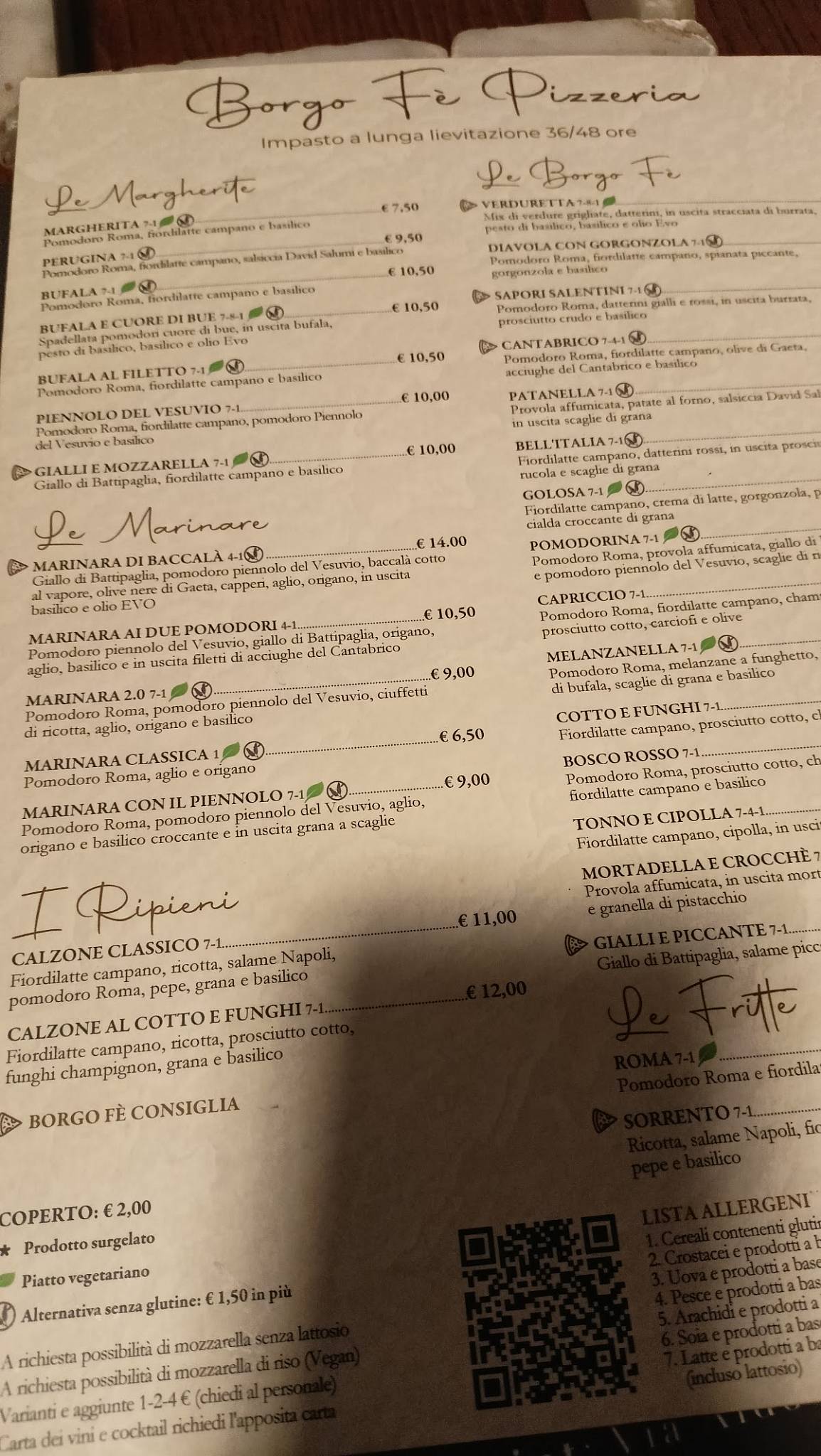 Menu at L'Orselli in Borgo Fe' restaurant, Perugia