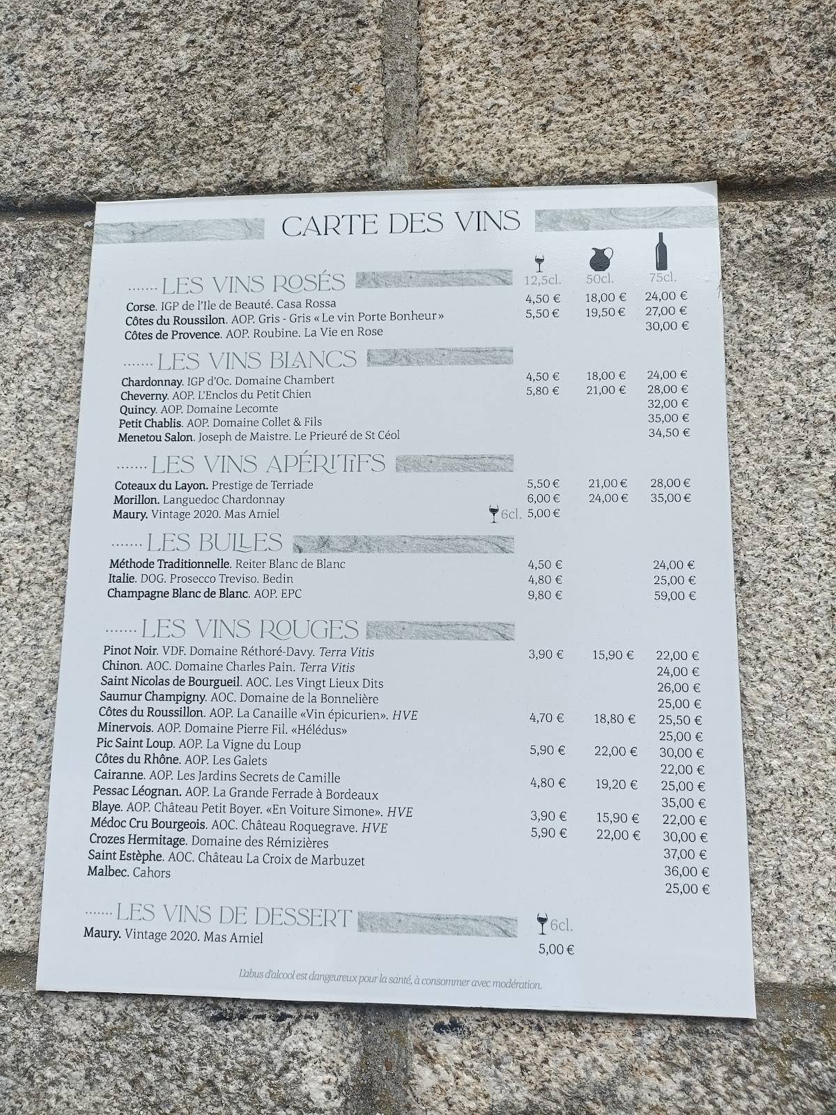 Menu au La Coulée Douce restaurant, Quimperlé
