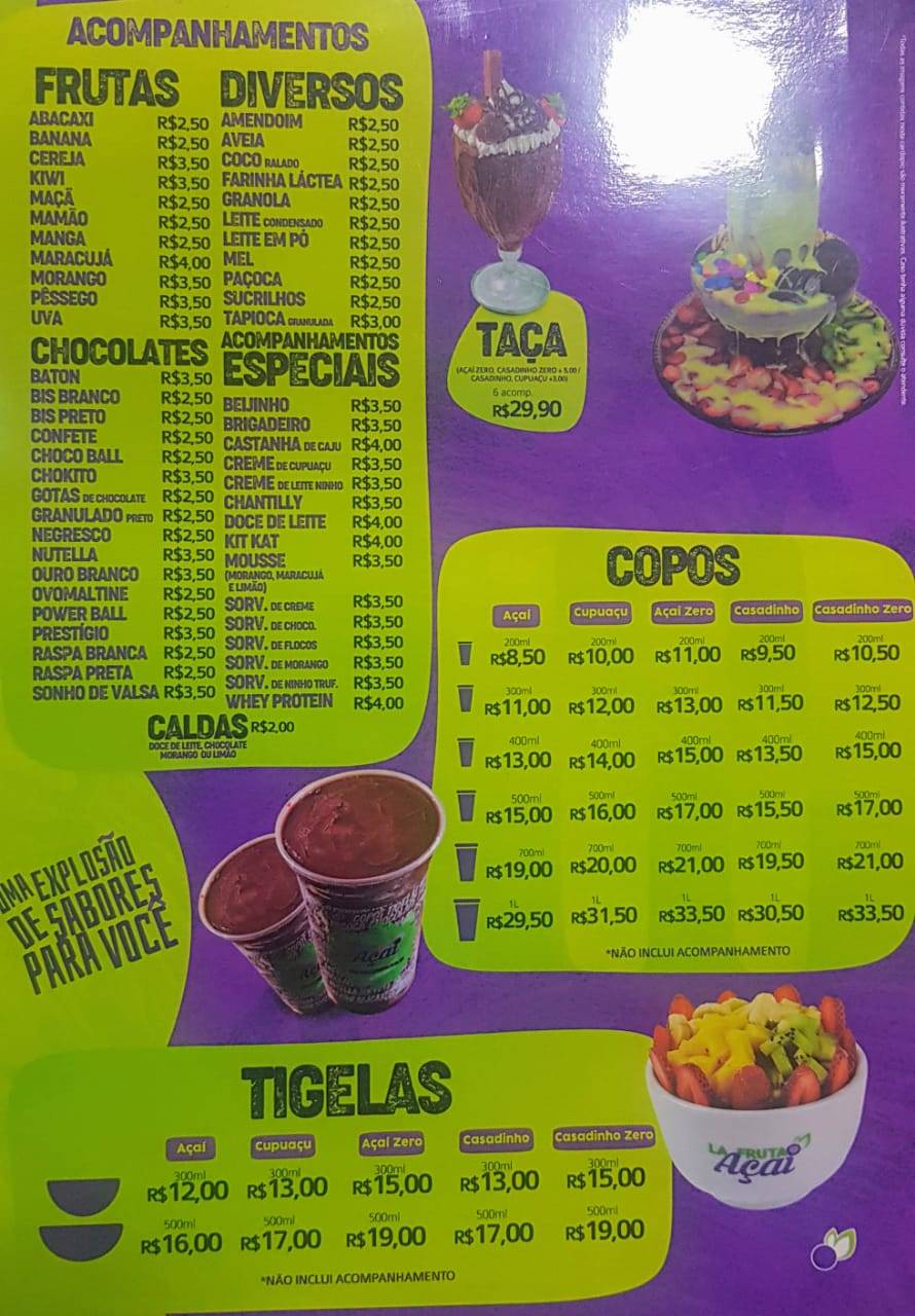 Menu em La Fruta Açaí Leblon pub & Bar, Rio de Janeiro