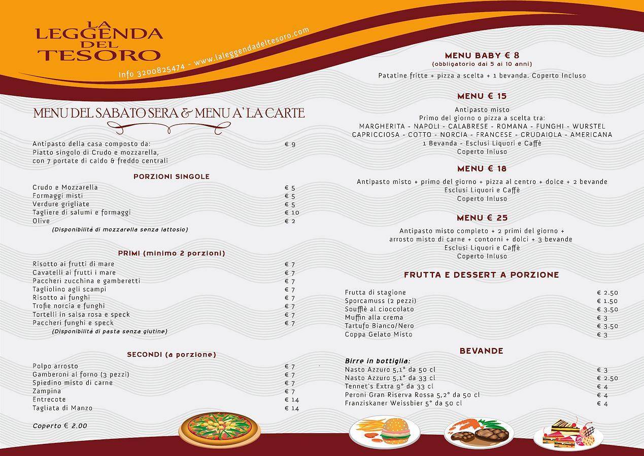 Menu da La Leggenda Del Tesoro ristorante, Bitritto, Via John ...