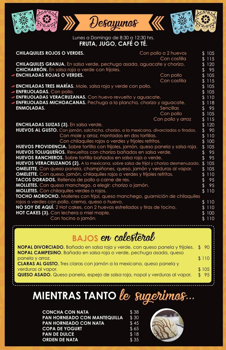 Carta de La Mixteca Restaurante, Tlalnepantla, Edo. de Durango & Edo ...