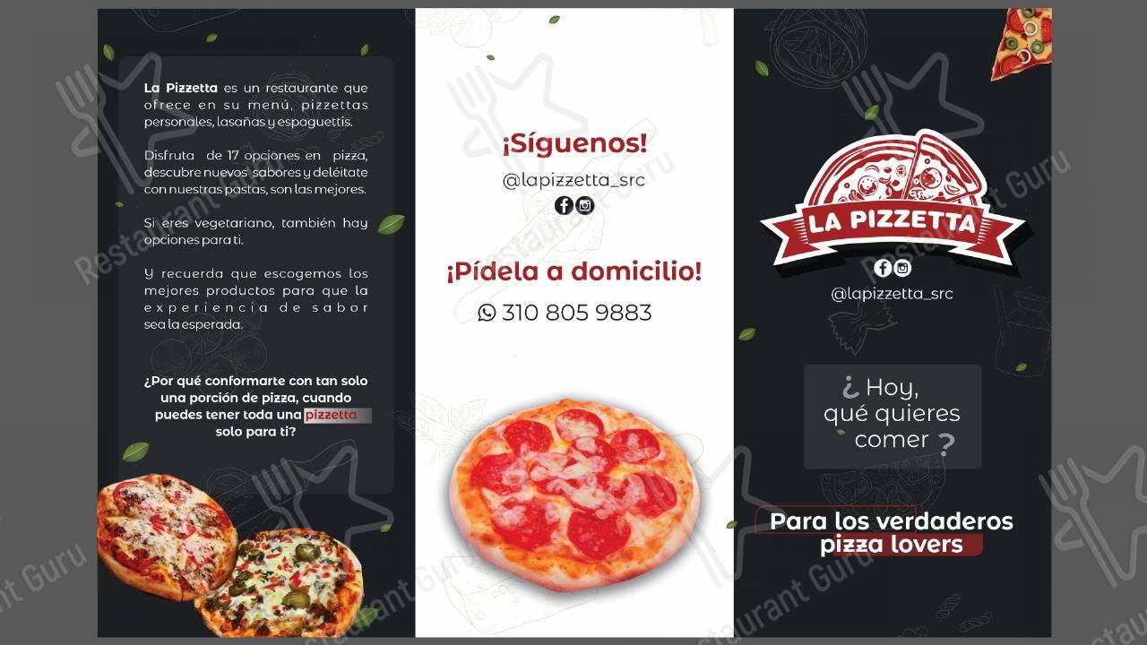 Carta del restaurante La Pizzetta, Santa Rosa del Cabal