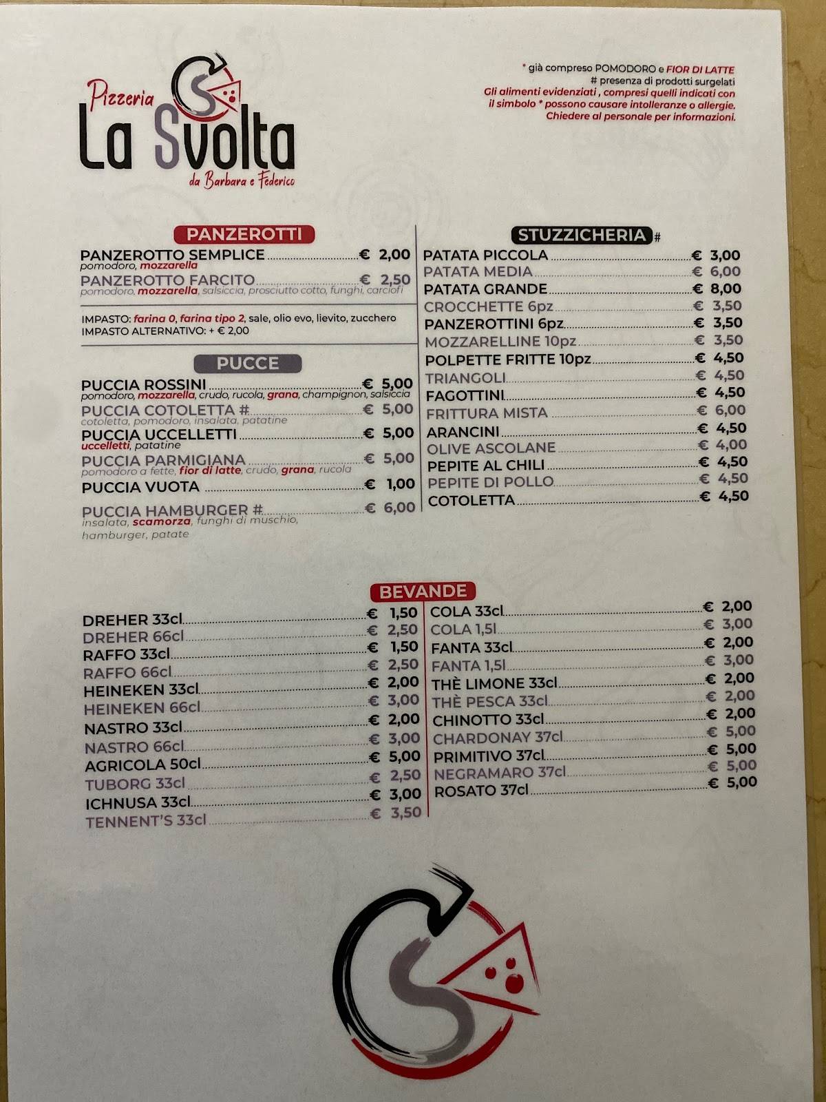 Menu da La Svolta ristorante, Grottaglie