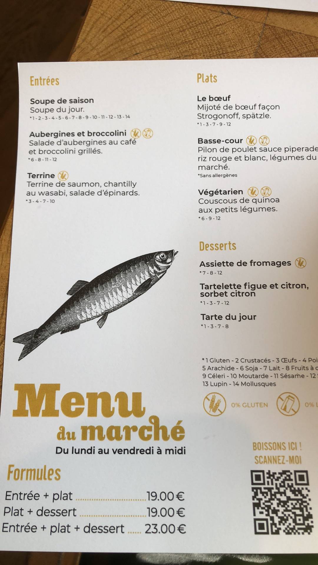 Menu au La table de Frank restaurant, Steinfort