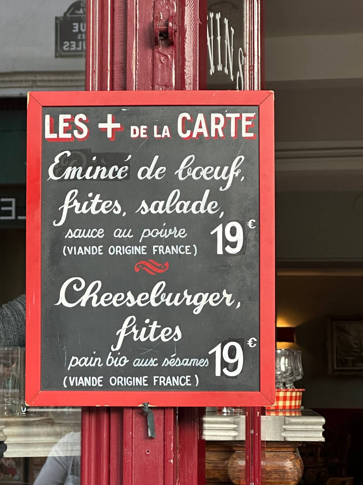 Menu at Le Consulat restaurant, Paris, 18 Rue Norvins