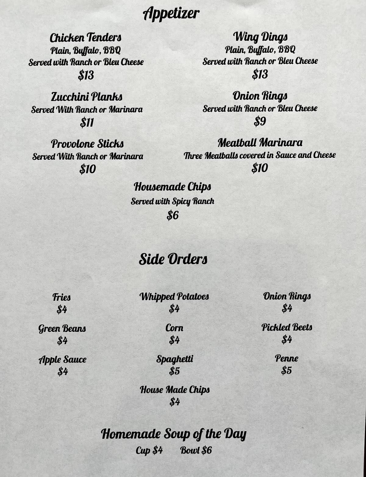 Menu at Lenzi's Restaurant, Monongahela