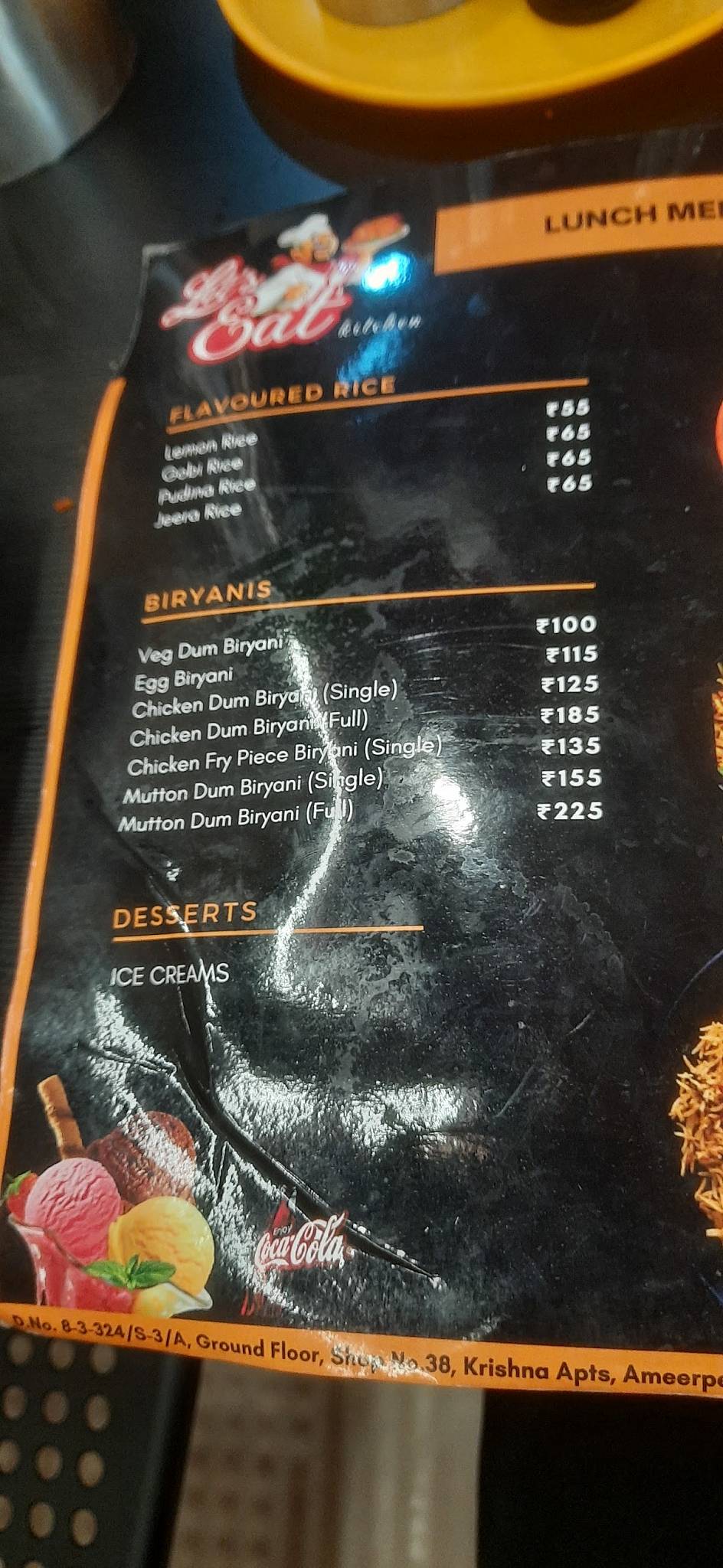 Menu at Let’s Eat Kitchen, Hyderabad