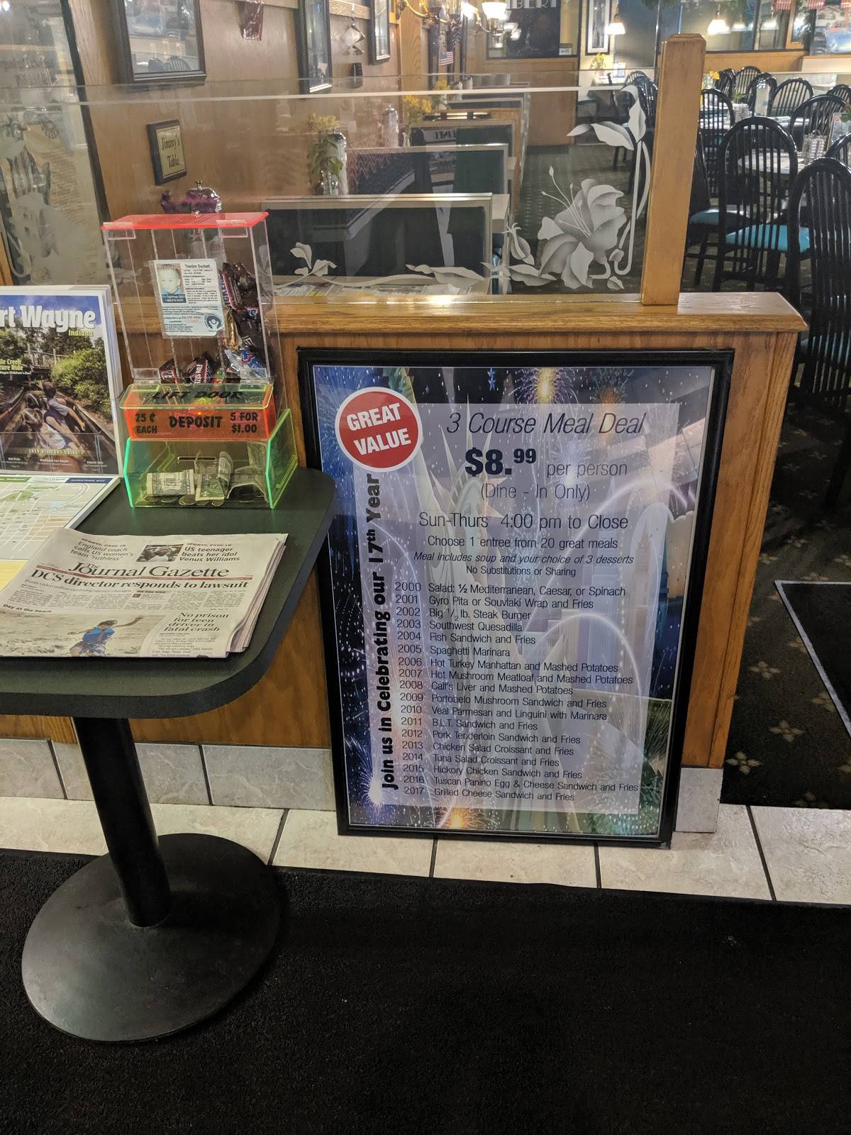 Menu at Liberty Diner restaurant, Fort Wayne, Goshen Rd