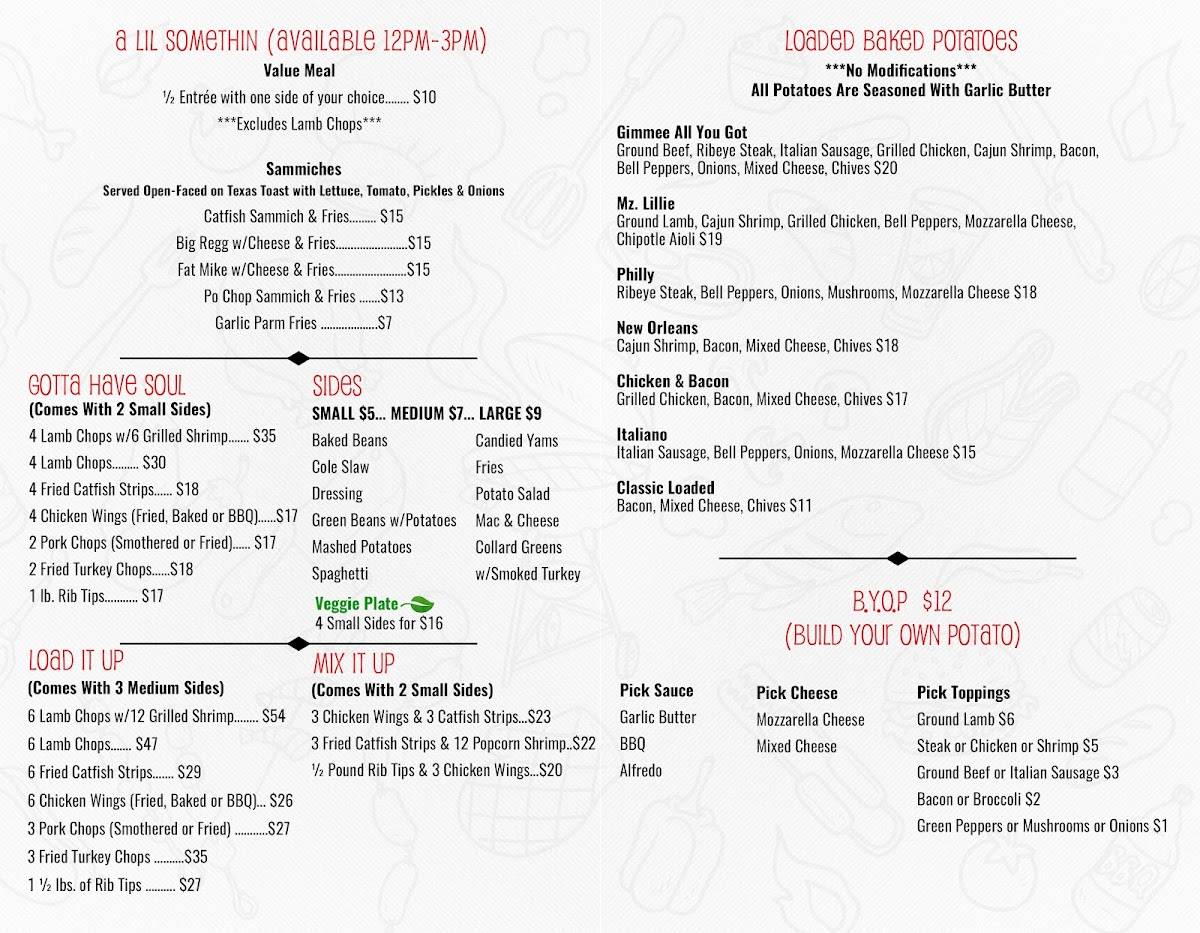Menu at Lillie Bell's (Inside New Abbey Liquor Store) restaurant ...