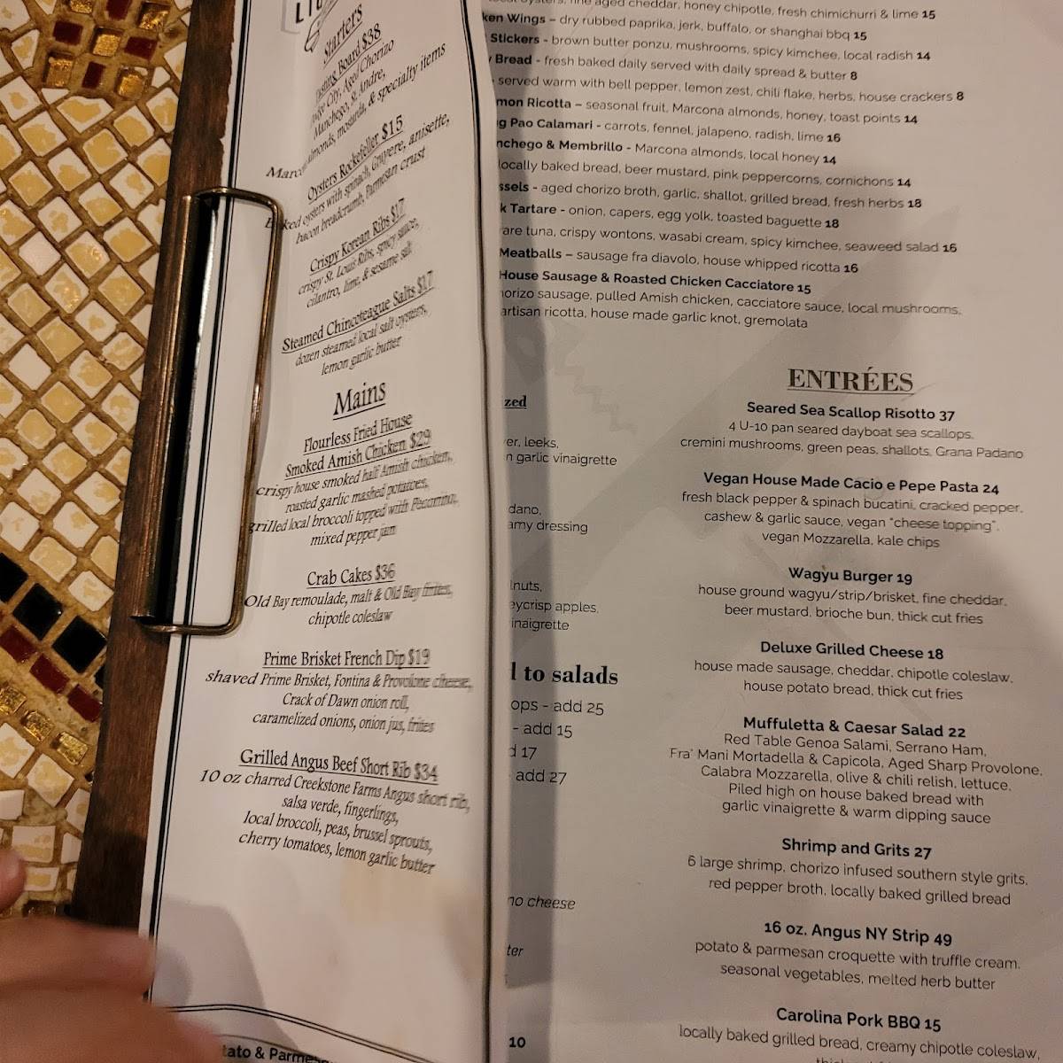 Menu at Liquid Assets restaurant, Ocean City, Coastal Hwy