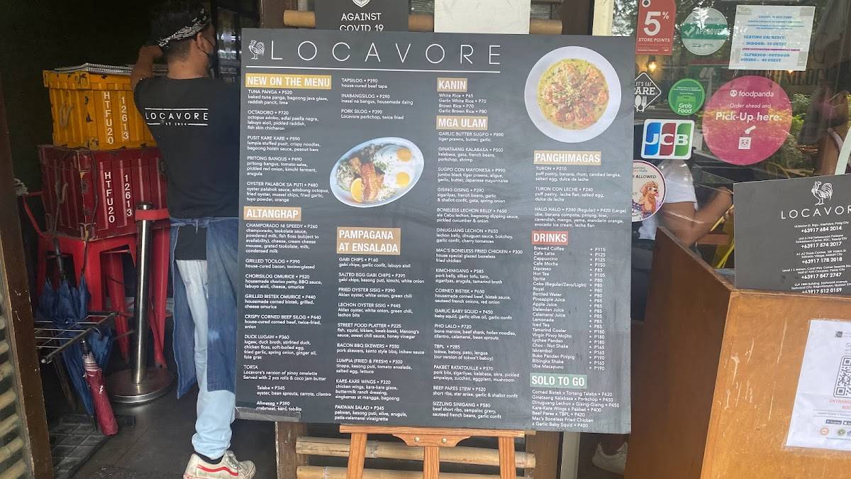 Menu at Locavore BGC restaurant, Taguig, Forbes Town Center