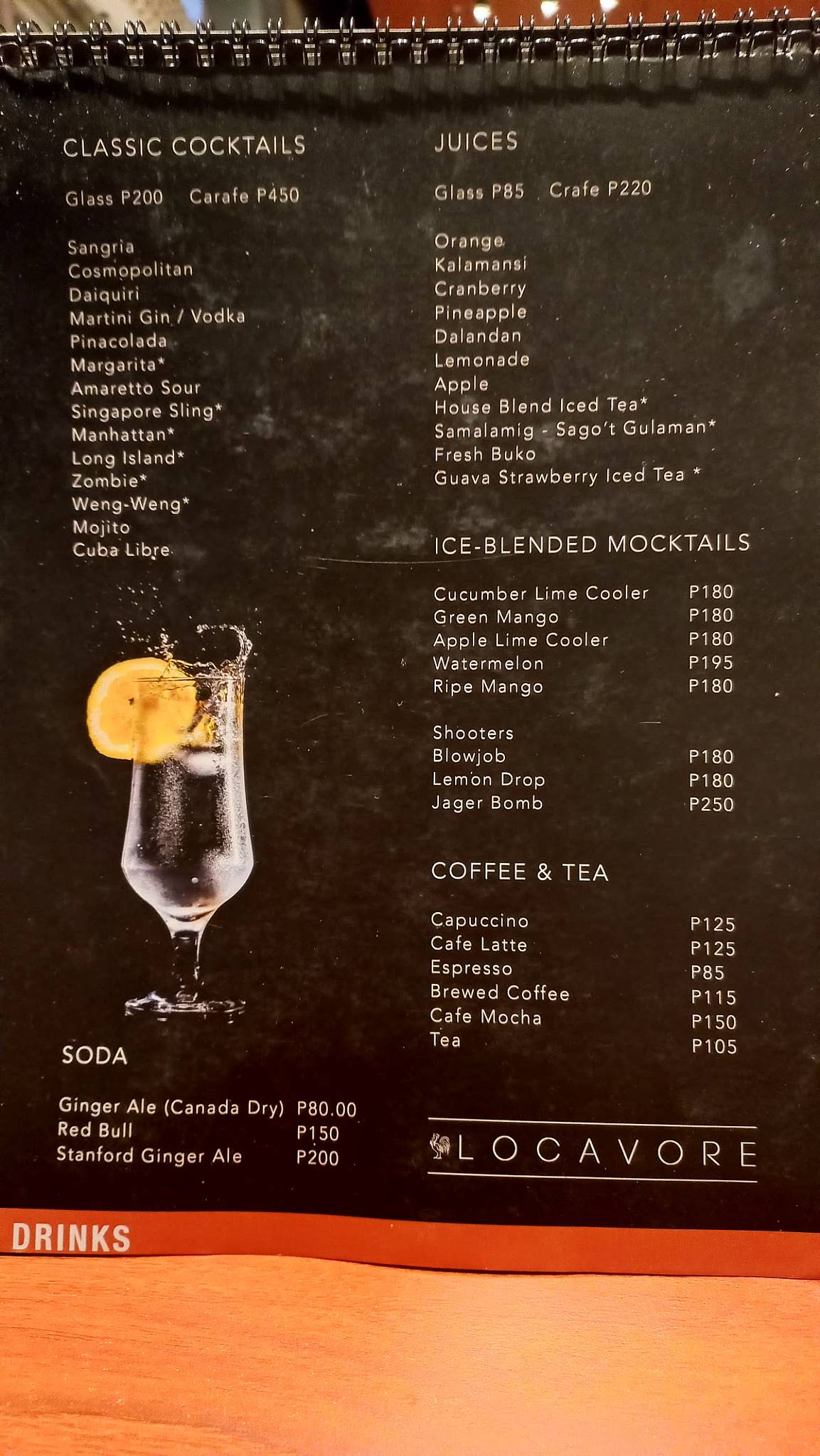 Menu at Locavore Eastwood restaurant, Quezon City