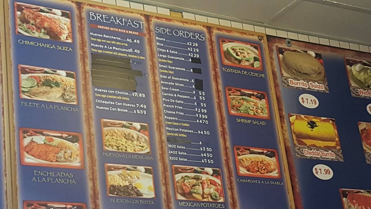 Menu at Los 3 Burritos restaurant, Diamond, E Division St