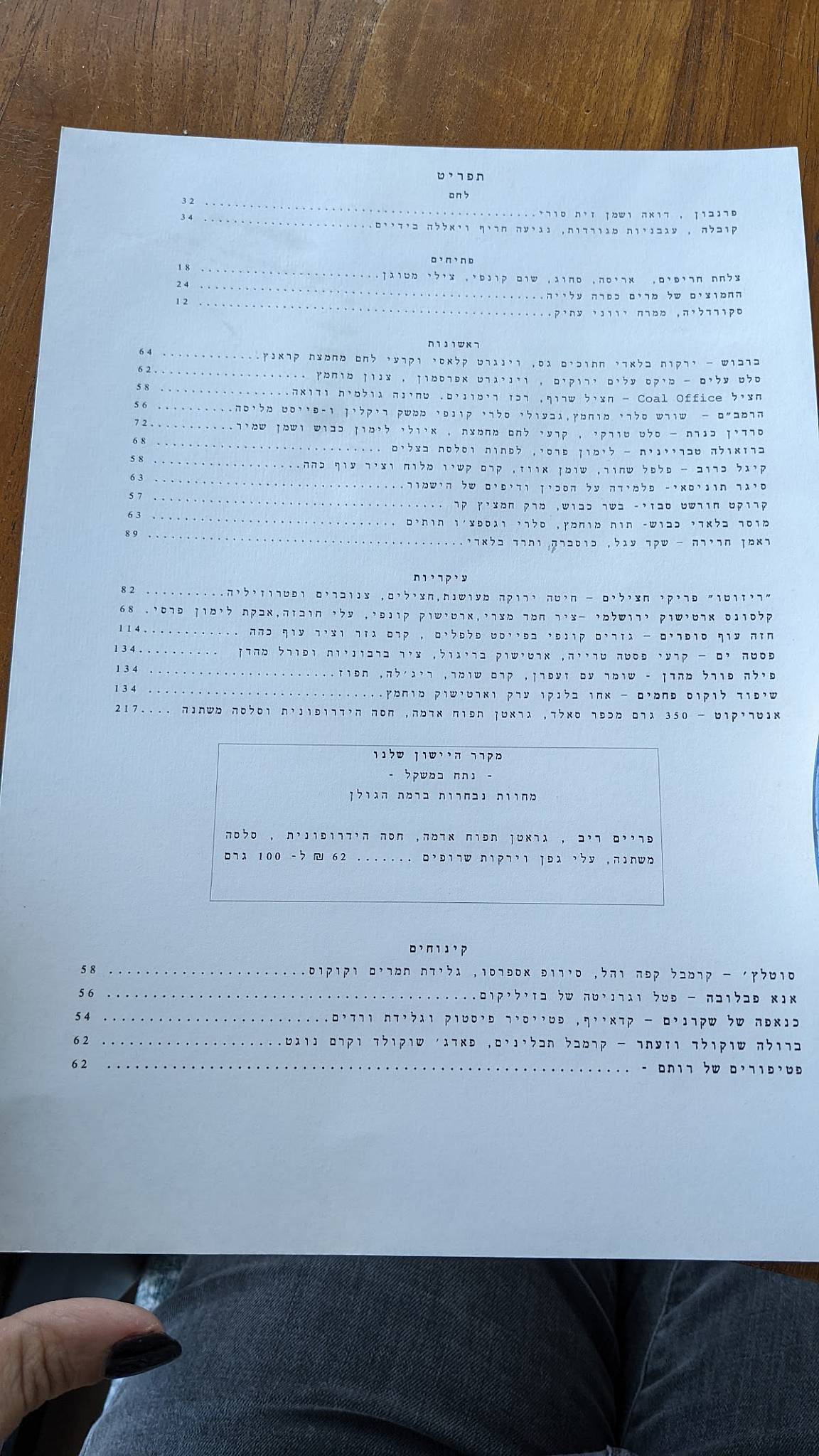 Menu at מסעדת לוטה - Lotte by Assaf Granit restaurant, Tiberias