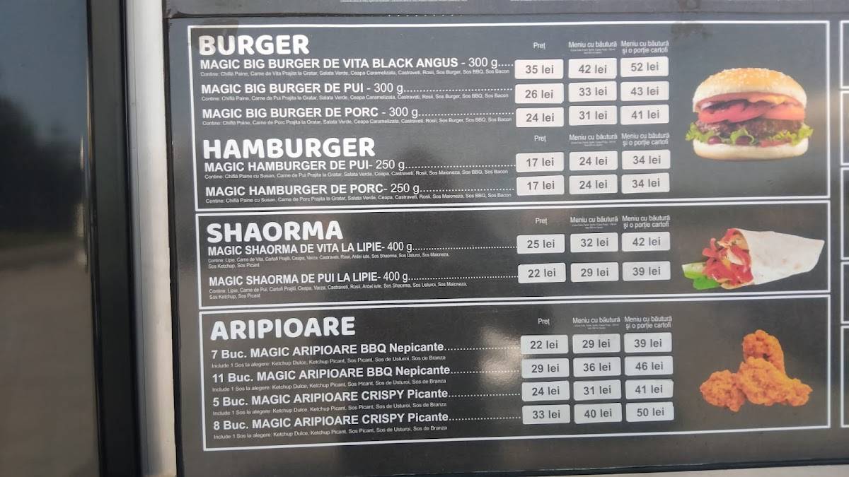 Menu at Magic Burger, Zalău, Bulevardul Mihai Viteazul 92