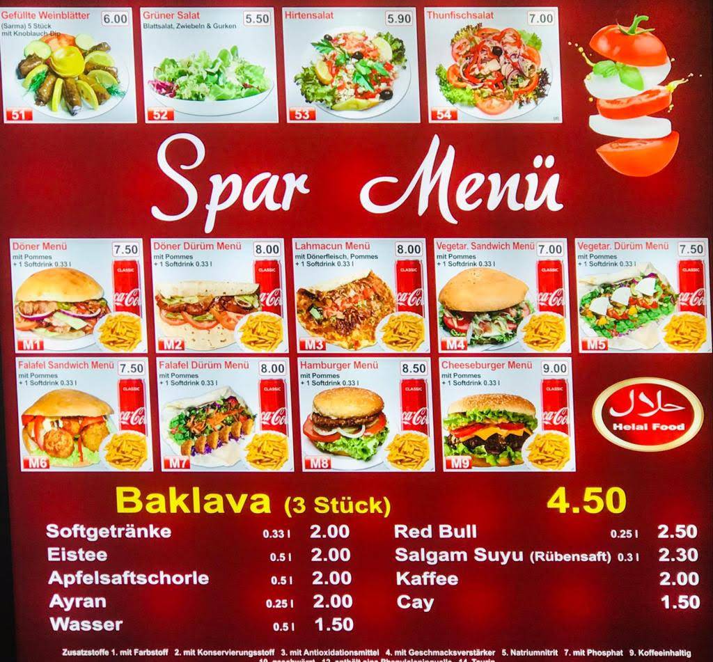Speisekarte von Main Döner & Falafel restaurant, Frankfurt am Main