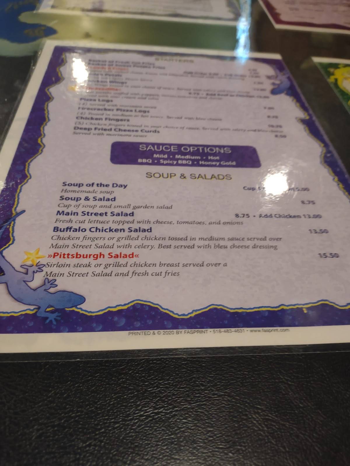 Menu at Main Street Grille restaurant, Arcade