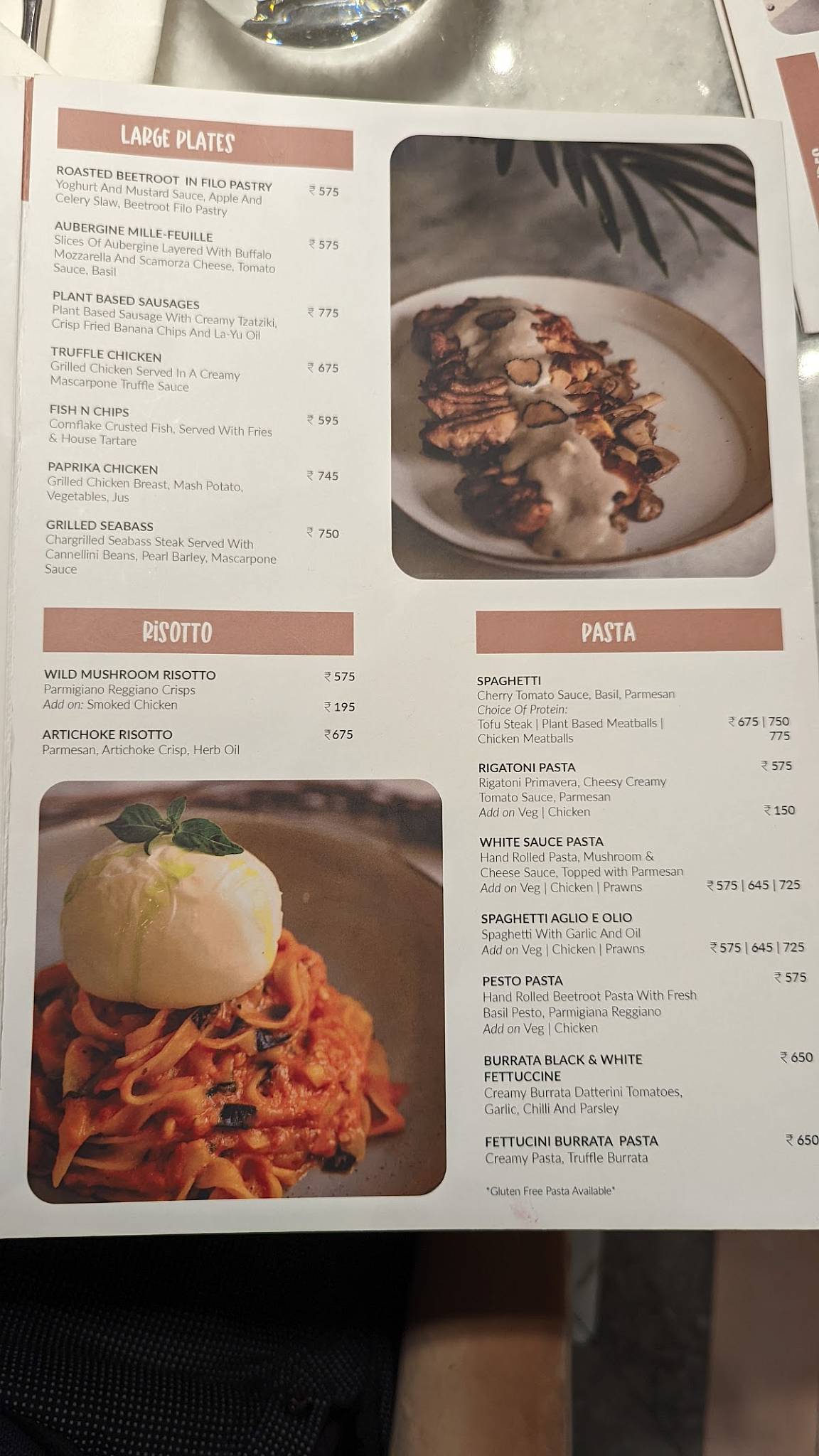 Menu at Mary Lou's, New Delhi