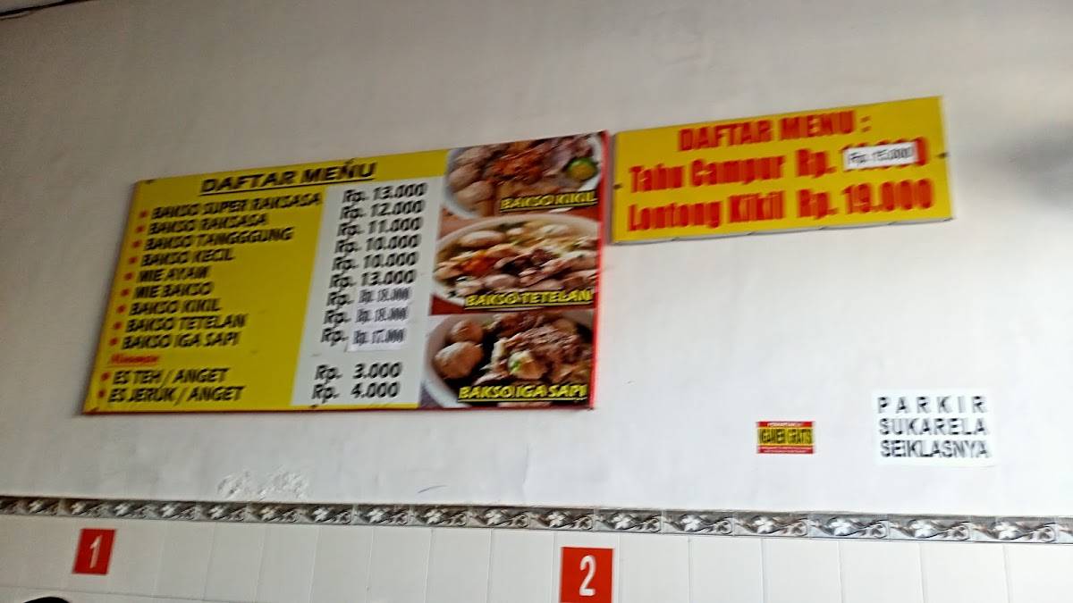 Carta del restaurante Mie Ayam dan Bakso Raksasa Cah Solo, Mulung