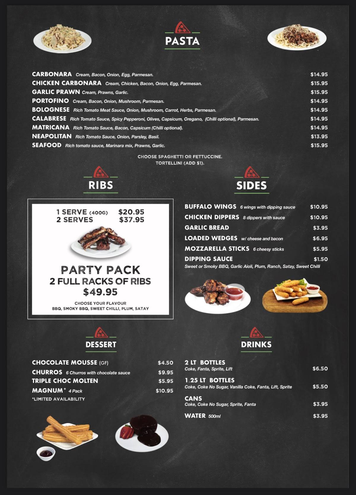 Menu at Mimos Pizza restaurant, Torquay, Shop 1/74 Bideford St