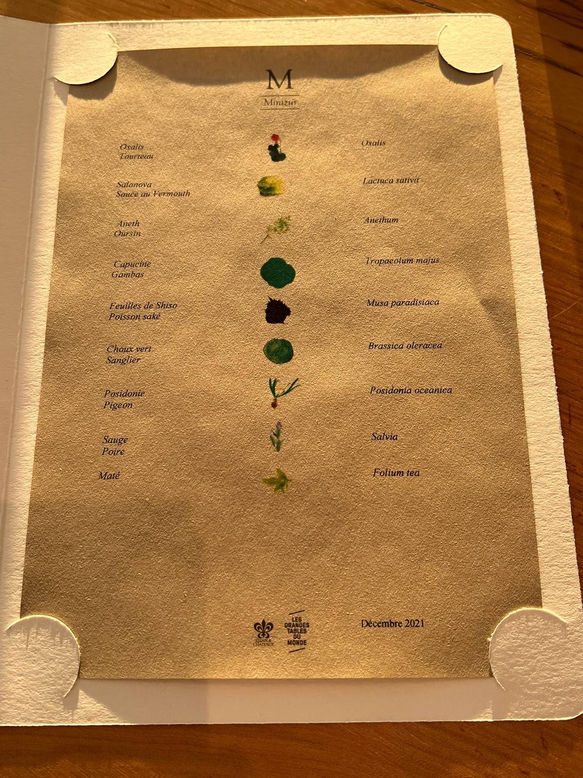 Menu at Restaurant Mirazur, Menton, 30 Av. Aristide Briand