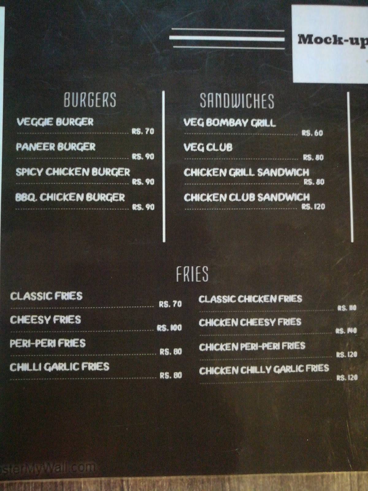 Menu at Mock-up, Mumbai