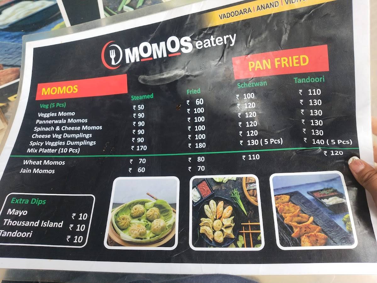 Menu at Momos eatery, Anand, Momoseatery