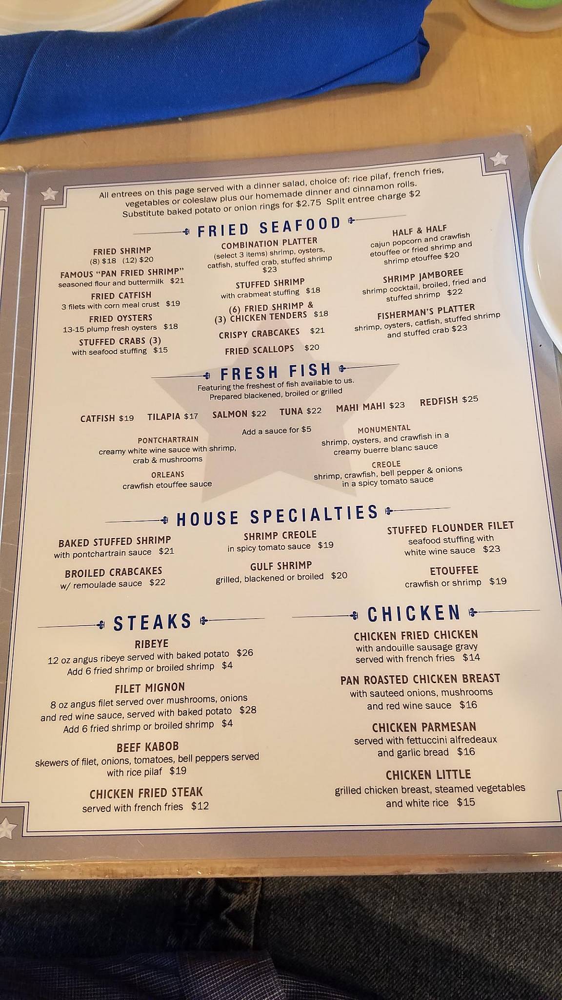 Menu at Monument Inn restaurant, La Porte, Independence Pkwy