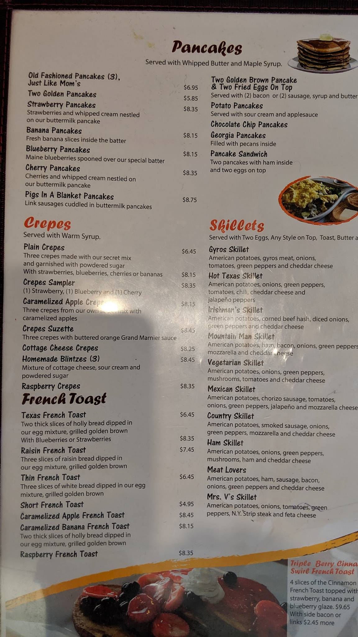 Menu at Mrs V's Restaurant, Round Lake Beach