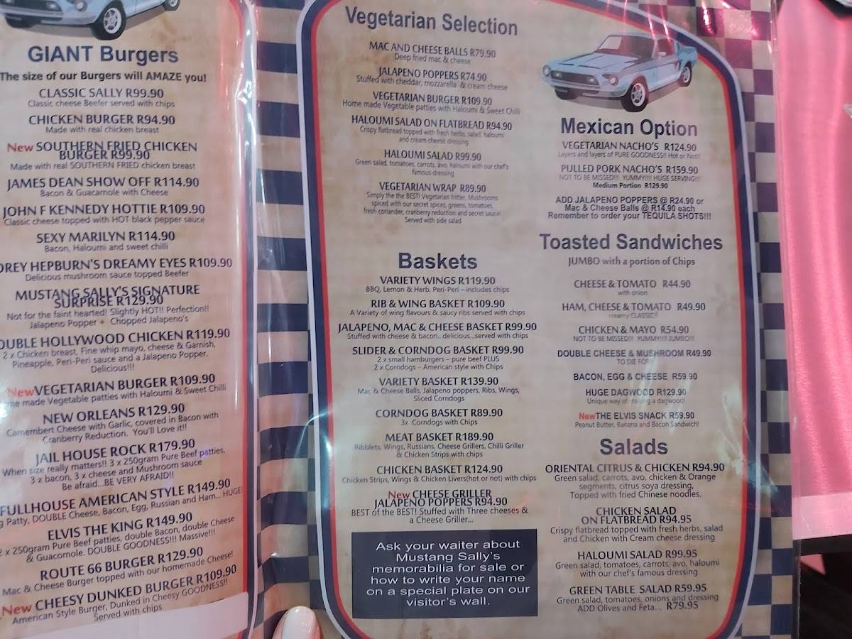 Menu at Mustang Sally's Pub & Diner Montana, Pretoria