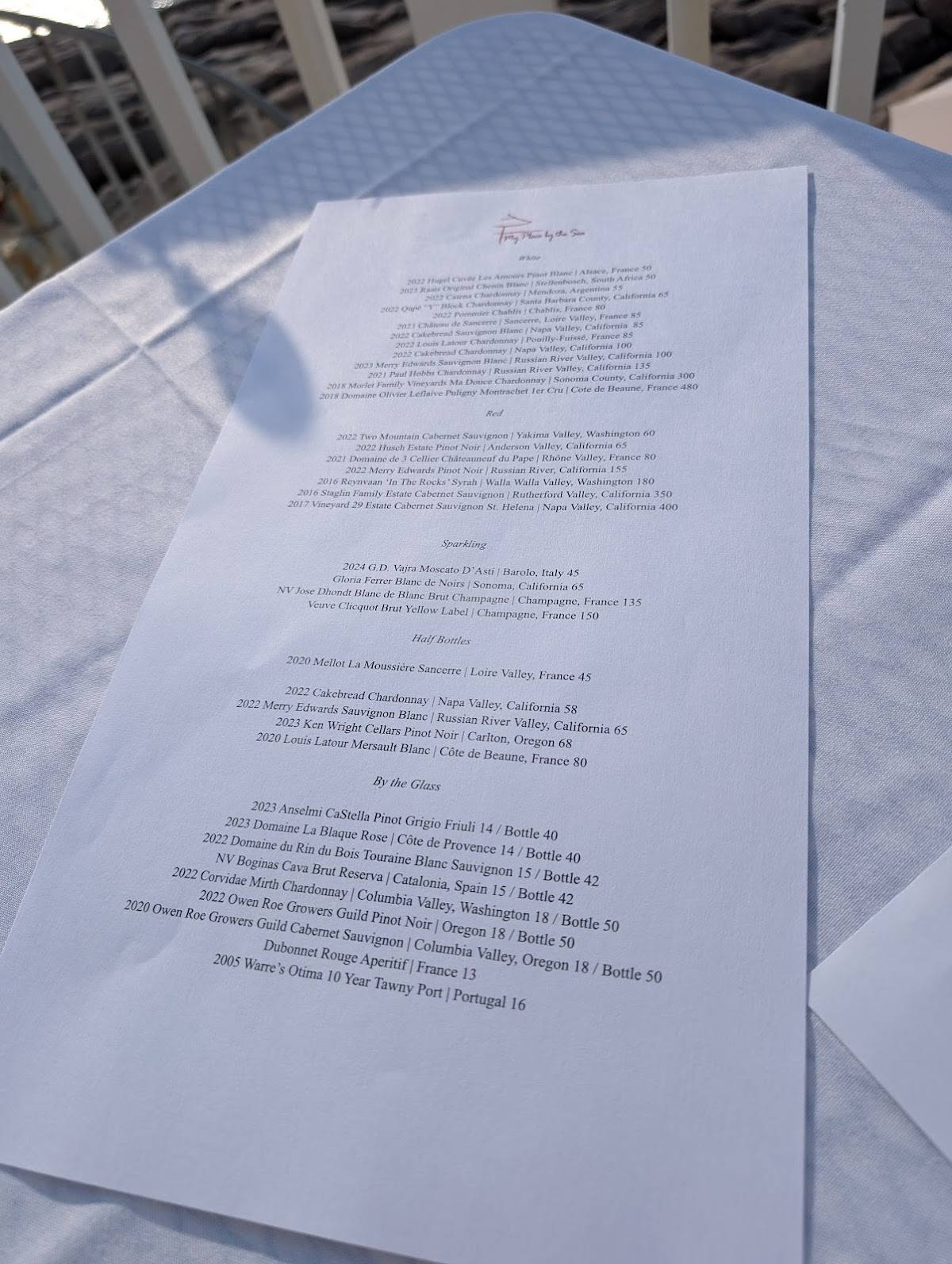 Menu at My Place by the Sea restaurant, Rockport