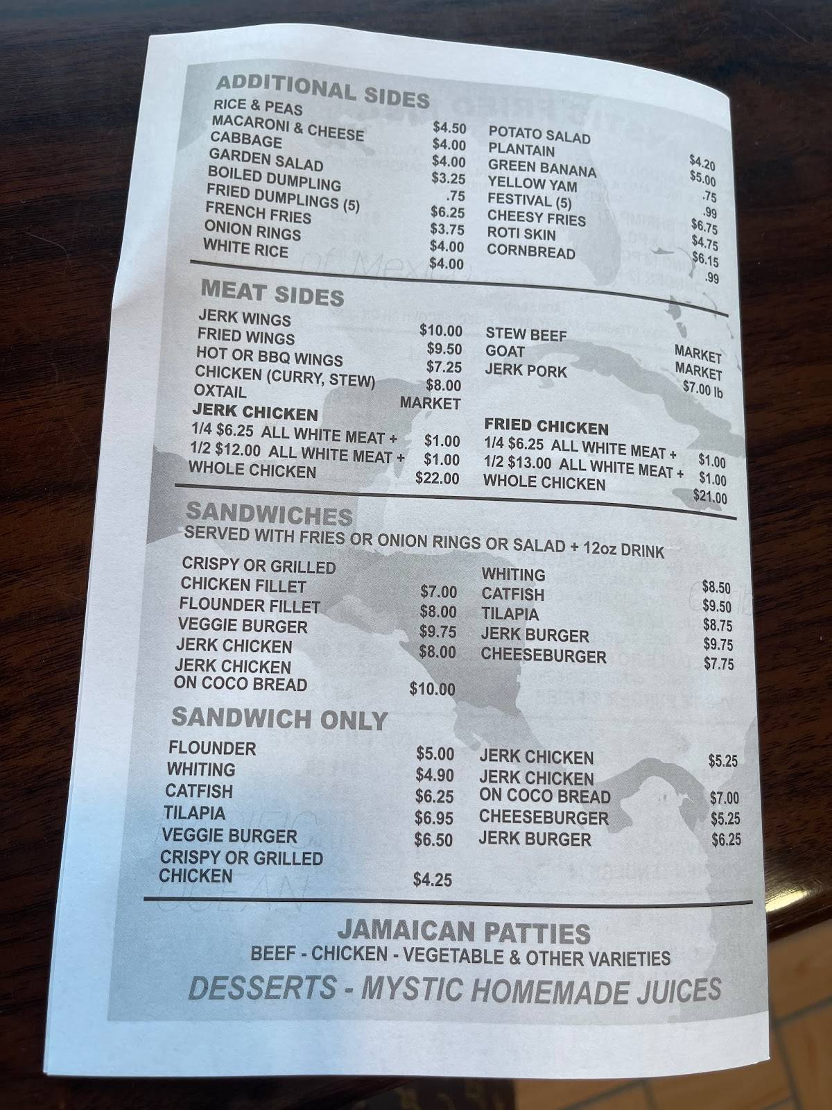 Menu at Mystic Jamaica Restaurant, Newport News, Jefferson Ave #3