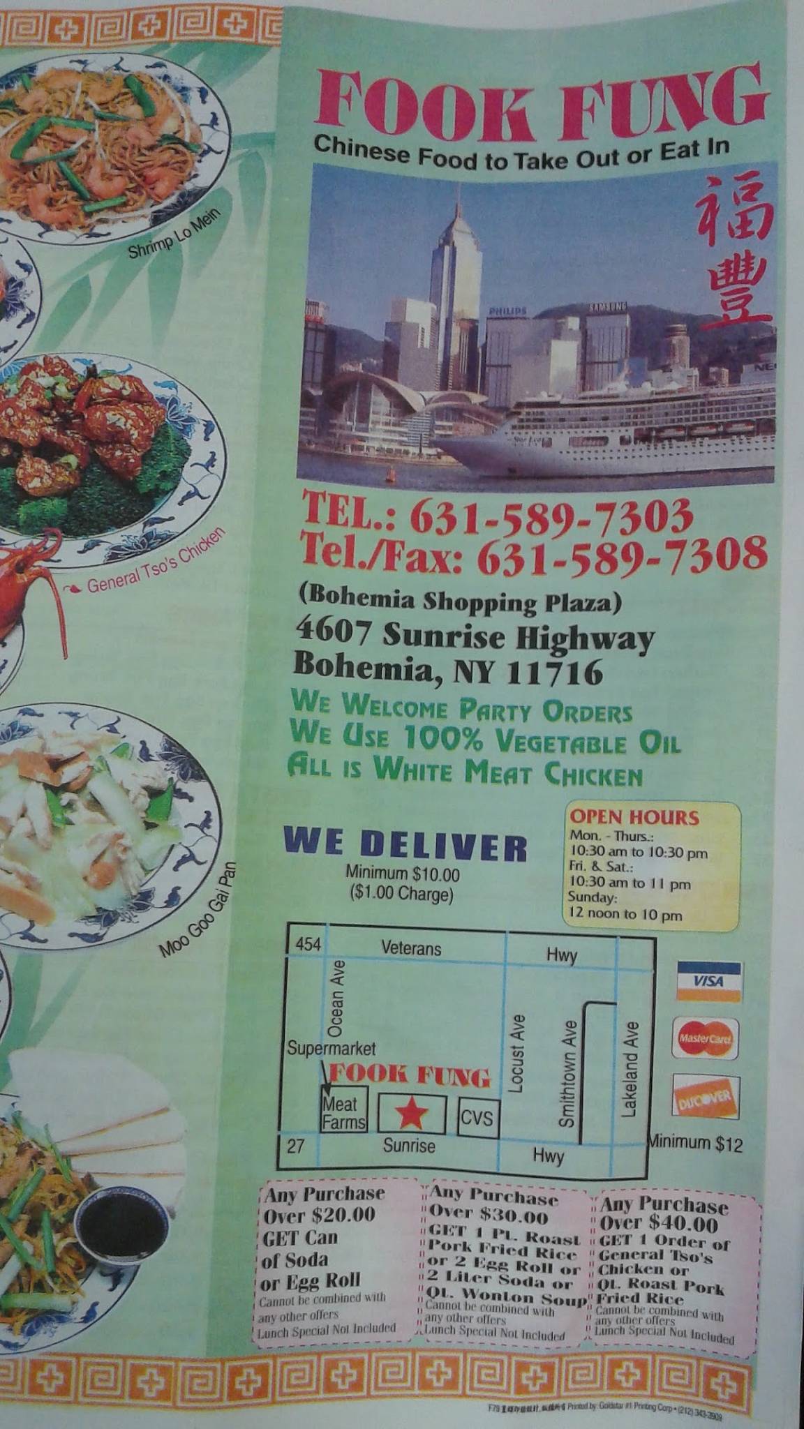 Menu at New Fook Fung Chinese Food restaurant, Bohemia