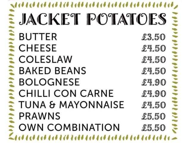 Menu at The Olive Tree Cafe, Tarleton