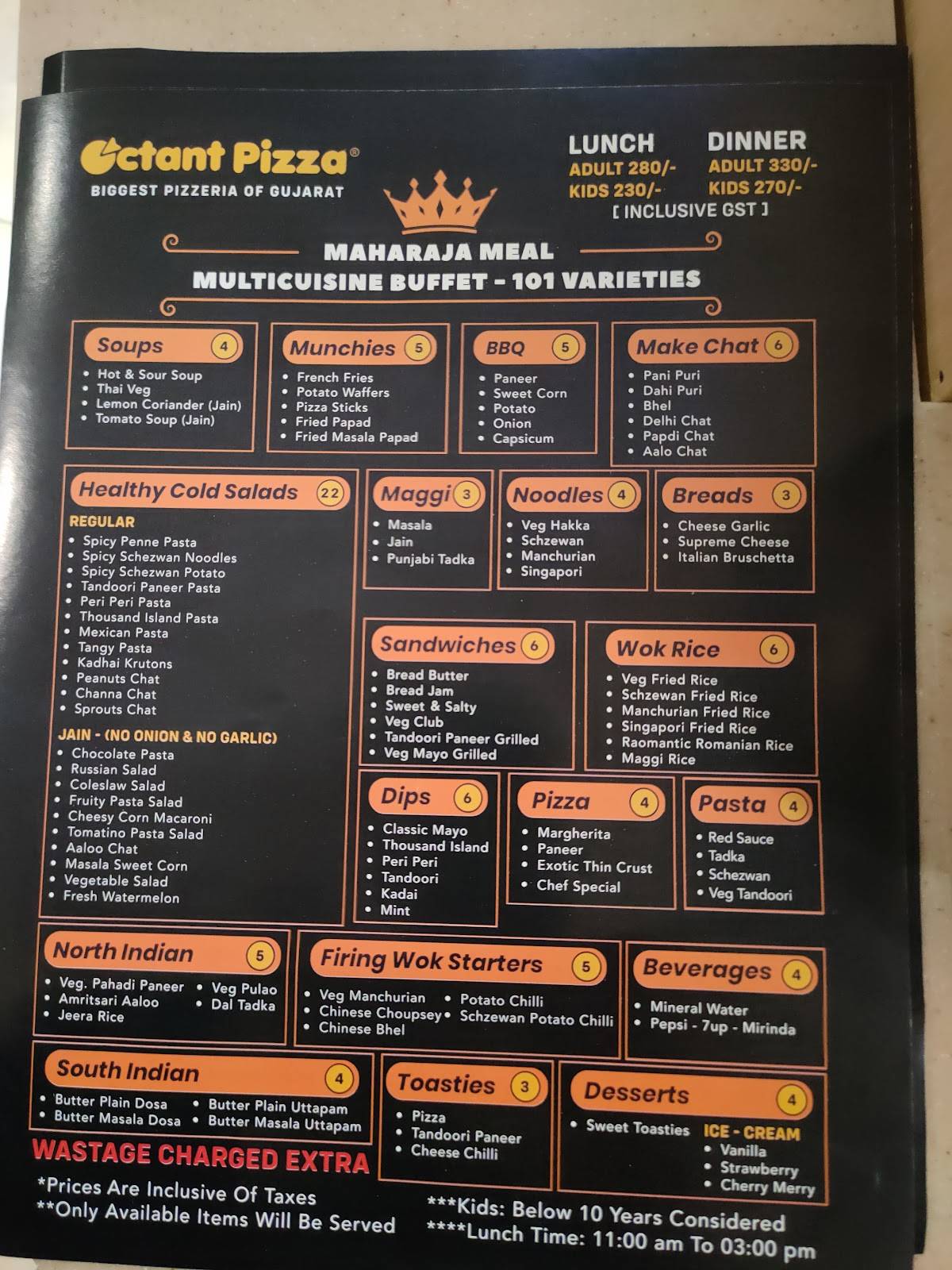 Menu at Octant Pizza, Ahmedabad