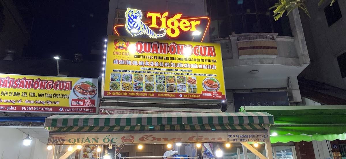 Carta del restaurante Ông Cua, Ciudad Ho Chi Minh (Saigón), 38 Đ. Đề Thám