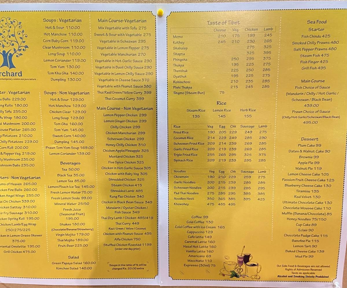 Menu at Orchard, Dehradun, 3/B