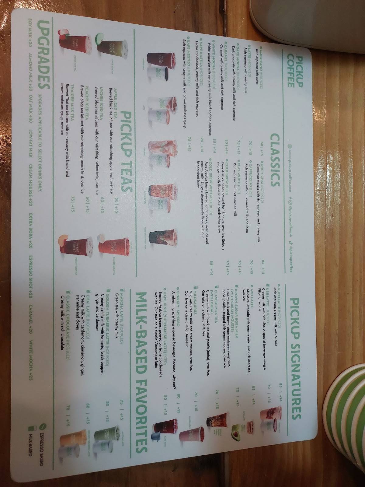 Menu at PICKUP COFFEE - Festival Mall, Muntinlupa