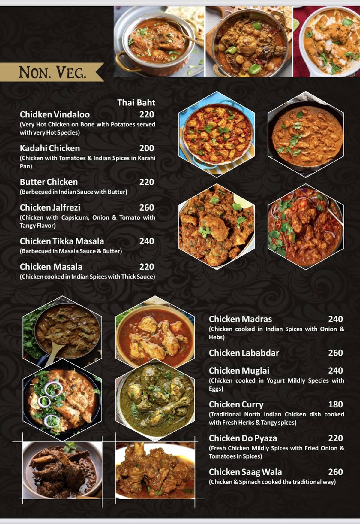 Menu at PUNJABI CORNER INDIAN RASTURANT restaurant, Pattaya City
