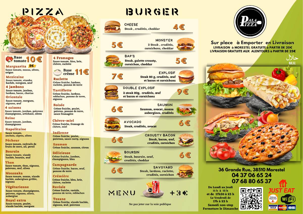 Menu at Pala Pizza Morestel restaurant, Morestel
