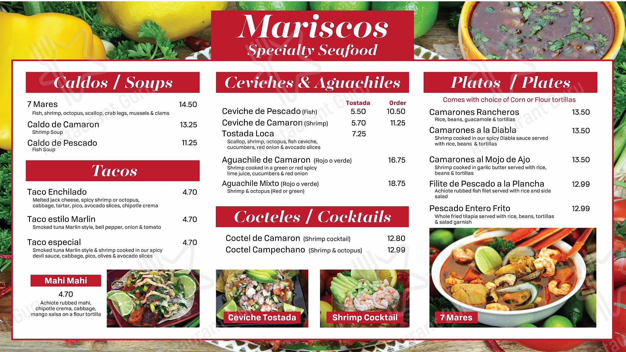 Menu at Palmitos Mexican Eatery restaurant, San Diego