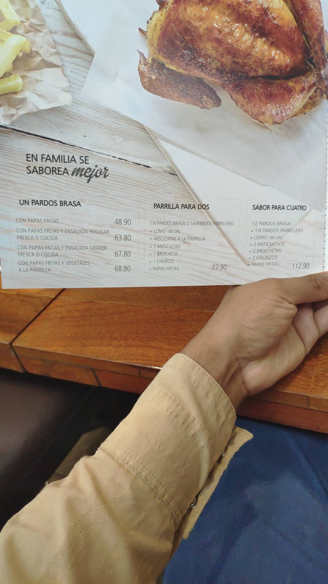 Carta del restaurante Pardos Chicken, Lima, Av. El Golf Los Incas 498 ...