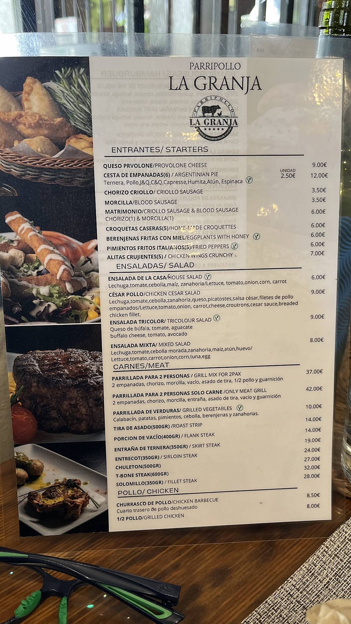 Menu at Parripollo la Granja restaurant, Fuengirola, C. Vencejo