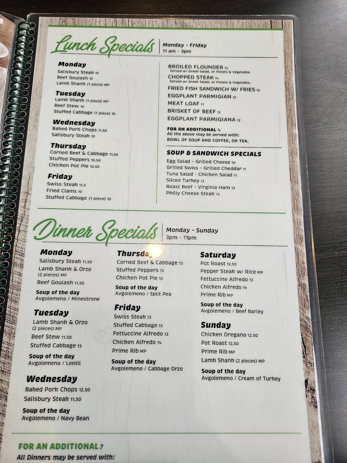 Menu at Peter Pan Diner restaurant, Oakland Park